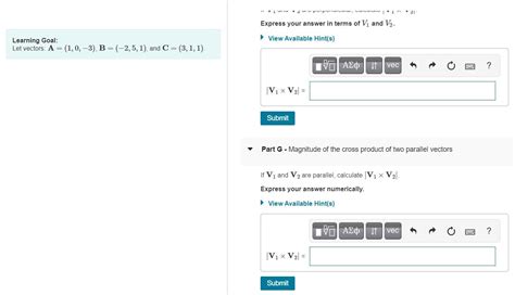Solved Part A Cross Product Of Two Vectors B And C Chegg