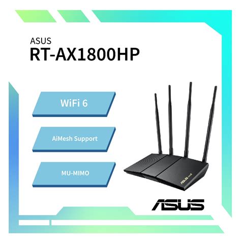 ASUS RT AX1800HP DUAL BAND ROUTER AX1800 WIFI6 574Mbps 2 4Ghz 1201Mbps 5Ghz AIMESH