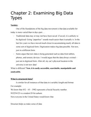Big Data Chapter 1 Notes Chapter 1 Big Data For Dummies Grasping The Fundamentals Of Big