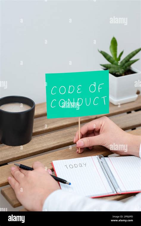 Hand Writing Sign Code Of Conduct Word For Set Of Principles Are Ethics Respect Code Honesty