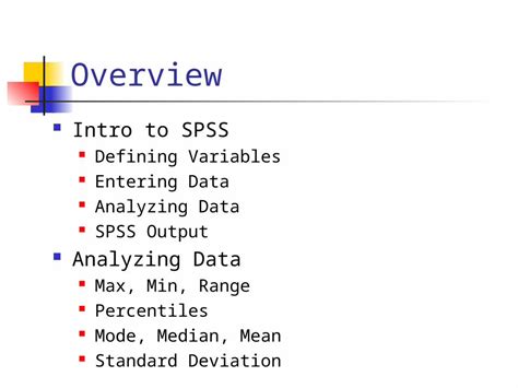 Ppt Intro To Spss Kin 260 Jackie Kiwata Overview Intro To Spss