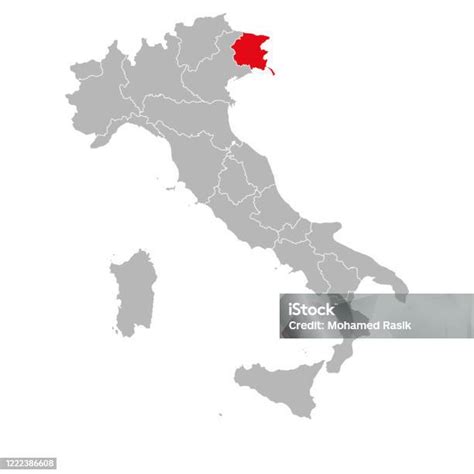 프리울리 베네치아 줄리아는 이탈리아지도에 빨간색으로 표시 개념에 대한 스톡 벡터 아트 및 기타 이미지 개념 공란 관광 Istock