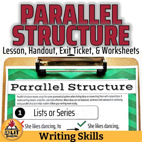 Parallel Structure Made Easy Lesson Worksheet And Assessment Ideas