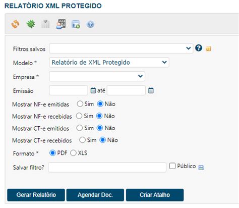 XML PROTEGIDO Relatório XML Protegido Ajuda