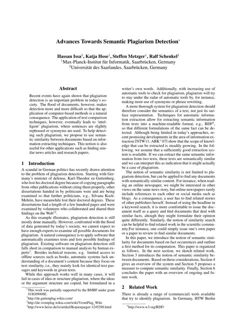PDF Advances Towards Semantic Plagiarism Detection