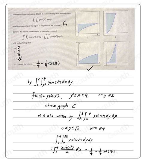 Solved Consider The Following Integral Sketch Its Region Of