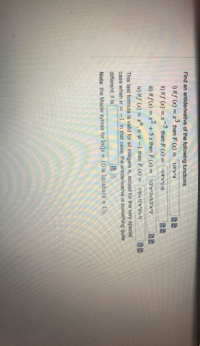 Solved Find An Antiderivative Of The Following Functions I