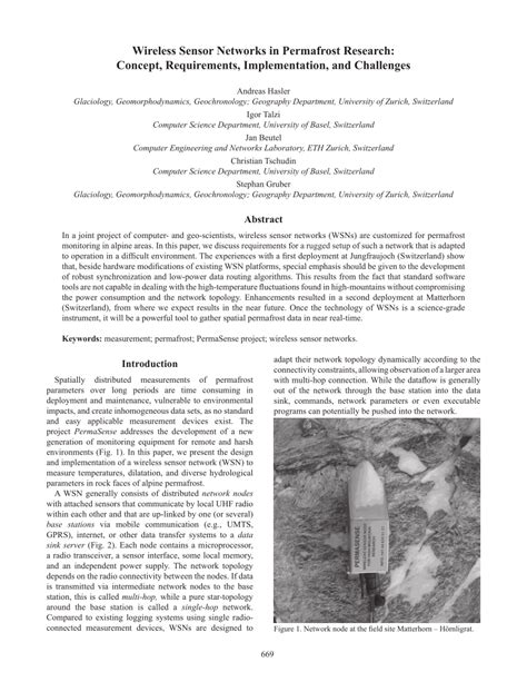 Pdf Wireless Sensor Networks In Permafrost Research Concept Requirements Implementation