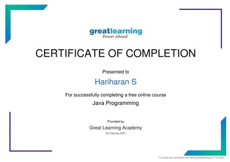 Hariharan Sakthivel On Linkedin Got A Certificate From Great Learning