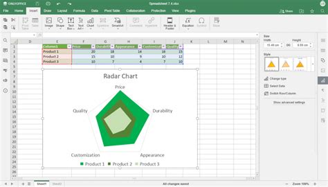 Onlyoffice Docs 74 Released Drawing Radar Charts Combining
