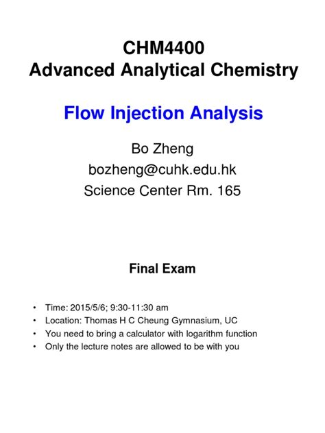 Chm4400 Advanced Analytical Chemistry Flow Injection Analysis Pdf Lactate Dehydrogenase