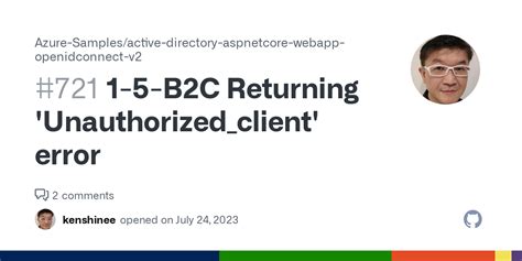 1 5 B2c Returning Unauthorizedclient Error · Issue 721 · Azure