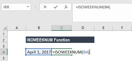 ISOWEEKNUM Function Definition Formula How To Use