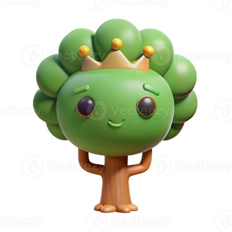 Peaceful Beautiful Tree Character With A Circular Crown And Straight Trunk Crisp Edges Minimal