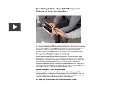 Ppt Revolutionizing Healthcare Safety With Hospital Temperature Monitoring And Remote