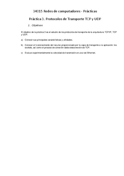 Resumen Tema 3 Practicas Protocolo Transporte Tcp Y Udp Pdf