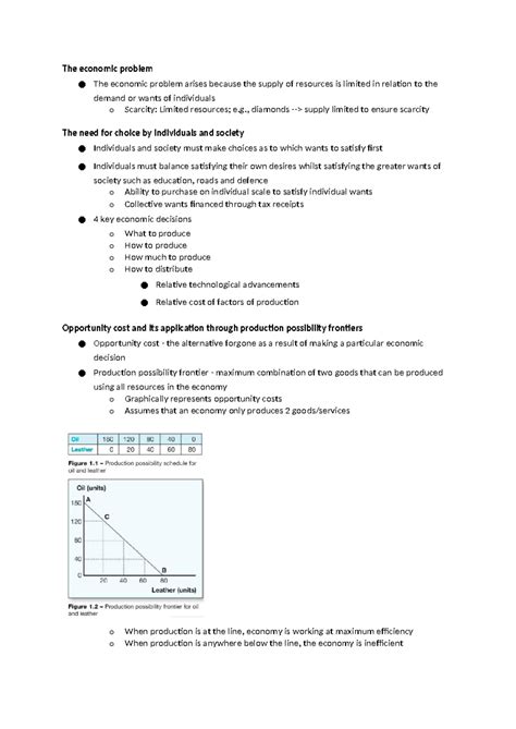 Y11 Ecos Topic 1 Notes The Economic Problem The Economic Problem Arises Because The Supply Of