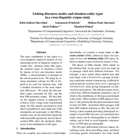 Linking Discourse Modes And Situation Entity Types In A Cross