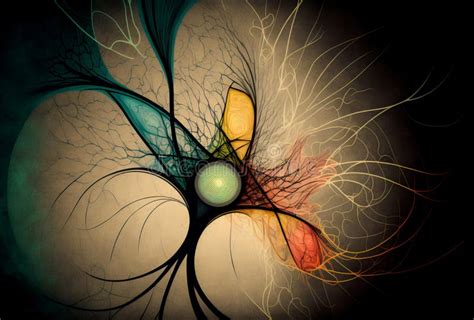 Abstract Representation Of Neural Pathway Ai Generated Stock
