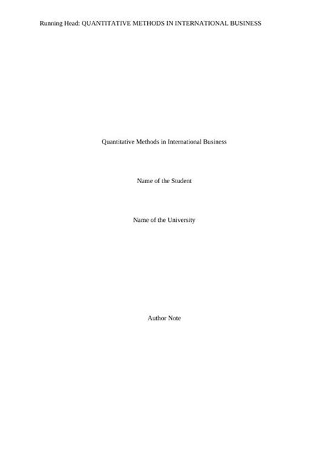 quantitative methods in international business desklib