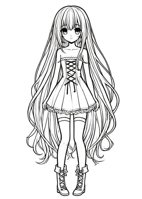 Long Hair Anime Girl Coloring Pages Full Body Disney 2025