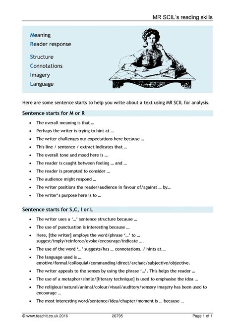 Mr Scil Text Analysis Tool Ks3 4 English Teachit