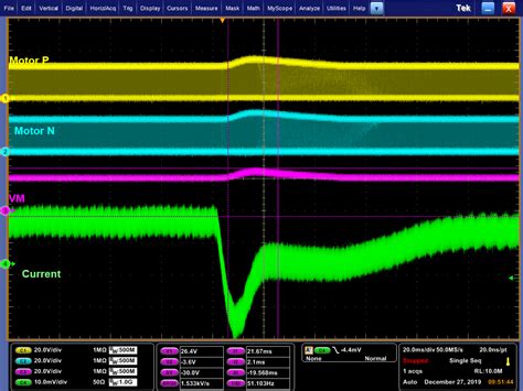 DRV8702 Q1 DRV8702 Drive Disk Brushusing Slow Decay Have A High Voltage On VM And Reverse
