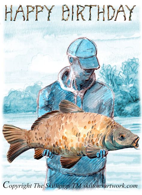 3655 Fishing Birthday Card Coarse Sport Fisherman Angler Can Be