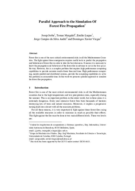 pdf parallel approach to the simulation of forest fire propagation