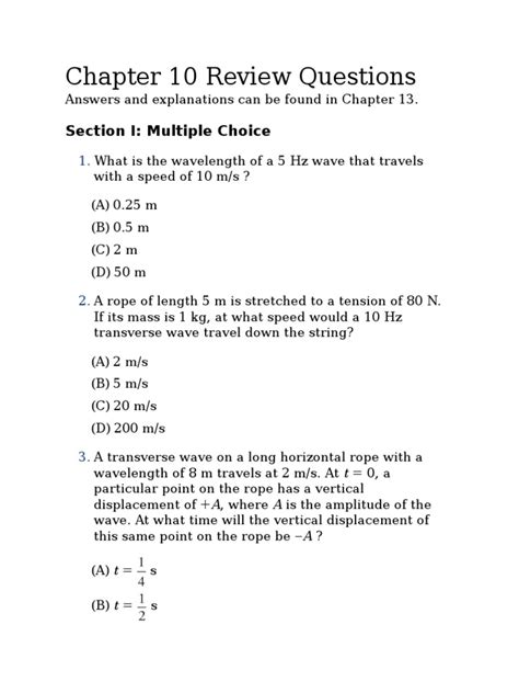 Chapter Questions Waves Pdf Waves Wavelength