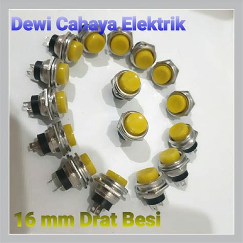 Jual Push On Warna Plastik Drat Besi 16mm Tombol Push Button Drat