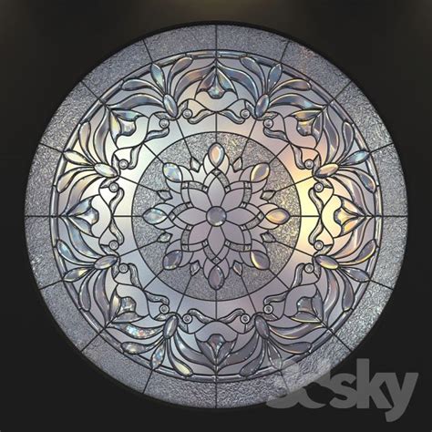 Stained Glass Round Window With Floral Design