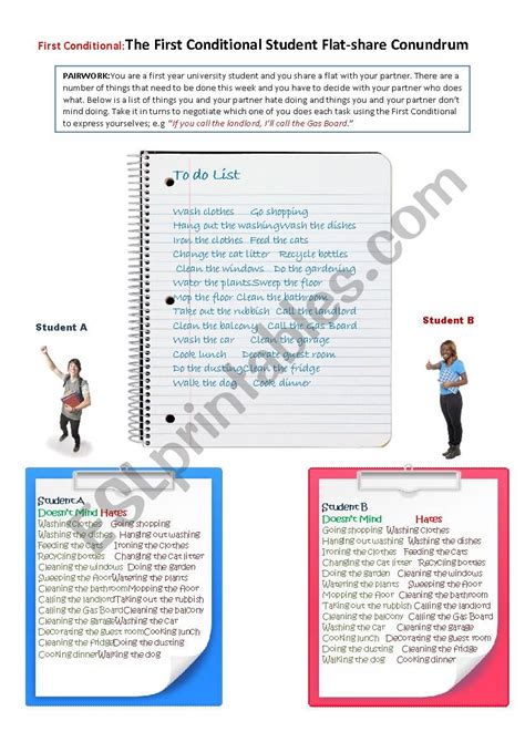 First Conditional Speaking Practice Negotiating In The First Conditional Esl Worksheet By Spinney