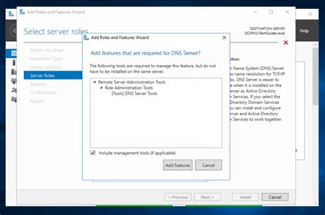 how to install and configure dns on windows server 2016