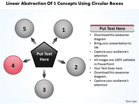 Linear Abstraction Of Concepts Using Circular Boxes Motion Process PowerPoint Slides