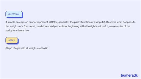 a simple perceptron cannot represent xor or generally the parity