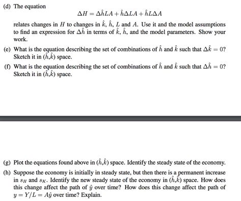 Solved 1 Solow Model With Technology And Human Capital