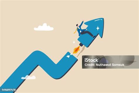 투자 성장은 이익 창출을 높이고 시장 수익을 높이거나 성장을 촉진하고 빠르게 성장하고 스타트 업 출시 프로젝트 또는 개선 개념 사업가는 로켓 부스터로 화살을 타고 있습니다