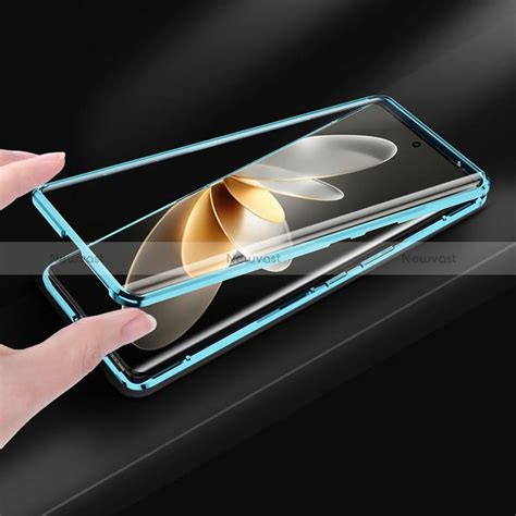 Luxury Aluminum Metal And Leather Cover Case 360 Degrees For Vivo V27 Pro 5G Orange