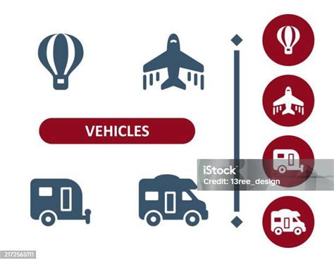 차량 아이콘 차량 열기구 비행기 비행기 Rv 트레일러 캠핑카 아이콘 0명에 대한 스톡 벡터 아트 및 기타 이미지 0명 개인 비행기 교통수단 Istock