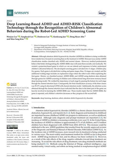 Pdf Deep Learning Based Adhd And Adhd Risk Classification Technology Through The Recognition