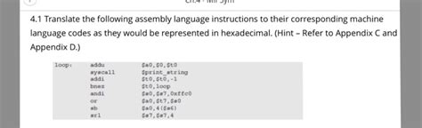 Solved Translate The Following Assembly Language Chegg