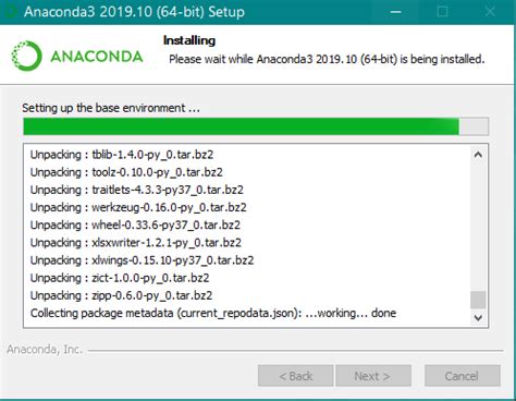 Python X Anaconda Bit Installation Stuck At Setting Up The Base Environment