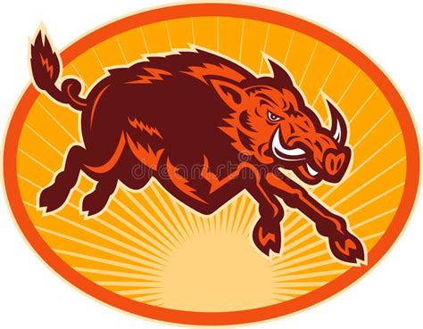 Porc De Attaque De Sanglier De Razorback Illustration Stock