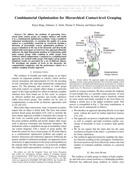 pdf combinatorial optimization for hierarchical contact level grasping