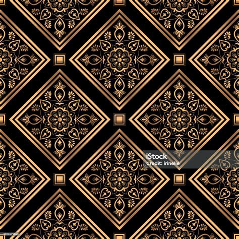 럭셔리 로얄 패턴 원활한 벡터 황금 아라베스크 타일 배경입니다 골드 블랙 디자인 0명에 대한 스톡 벡터 아트 및 기타 이미지 0명 검은색 결혼식 Istock