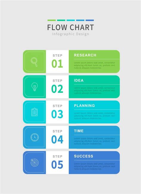 Flow Chart Design Infographics Five Steps Element Arranged Vertically