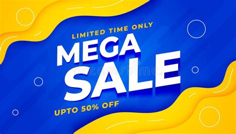Abstract Style Mega Sale Banner in Fluid Yellow and Blue Colors Vector Stock Vector ...