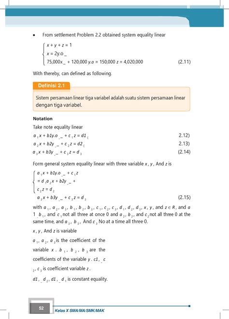 Mathematics Material Equality And Inequality Linear Of Variable From Settlement Problem