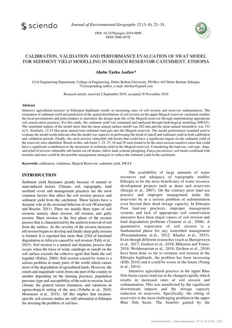 Pdf Calibration Validation And Performance Evaluation Of Swat Model